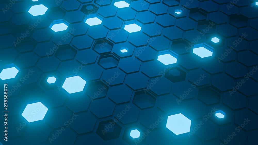 Hexagon pattern. Honeycomb texture. Abstract blue background. 3d render. Stock Photo | Adobe Stock