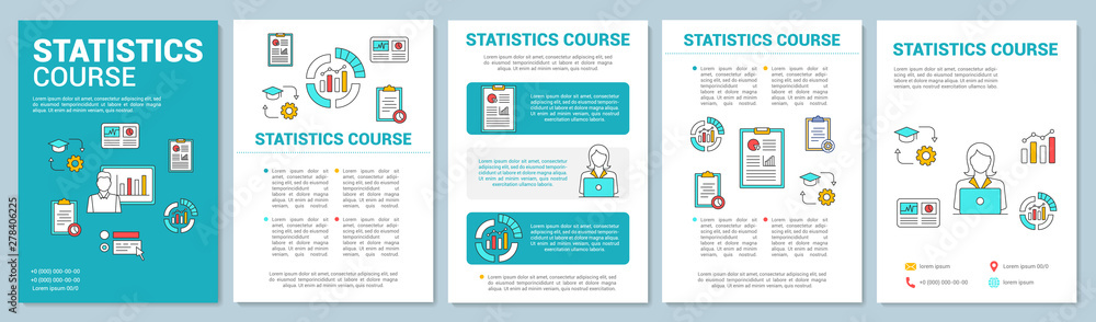 Statistics, metrics tools course brochure template layout. Flyer ...