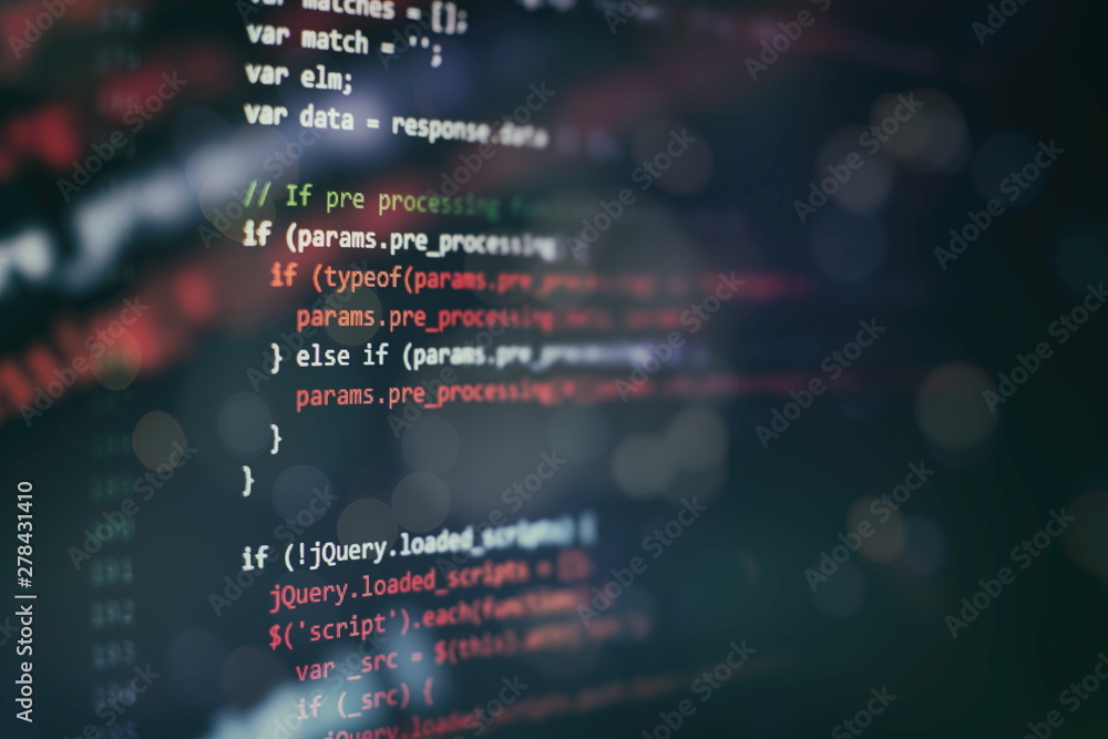 Web programming functions on laptop on laptop. IT business. Python code computer screen. Mobile ...