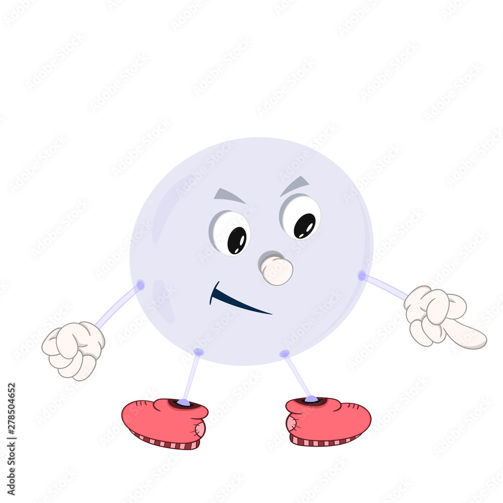 Funny cartoon bubble with eyes, arms and legs, demonstrates the emotion ...