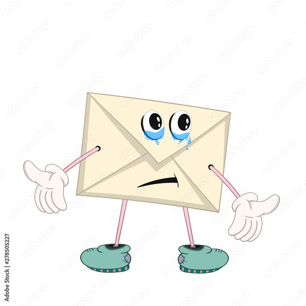 Funny yellow cartoon letter with eyes, hands, feet and mouth shows the ...