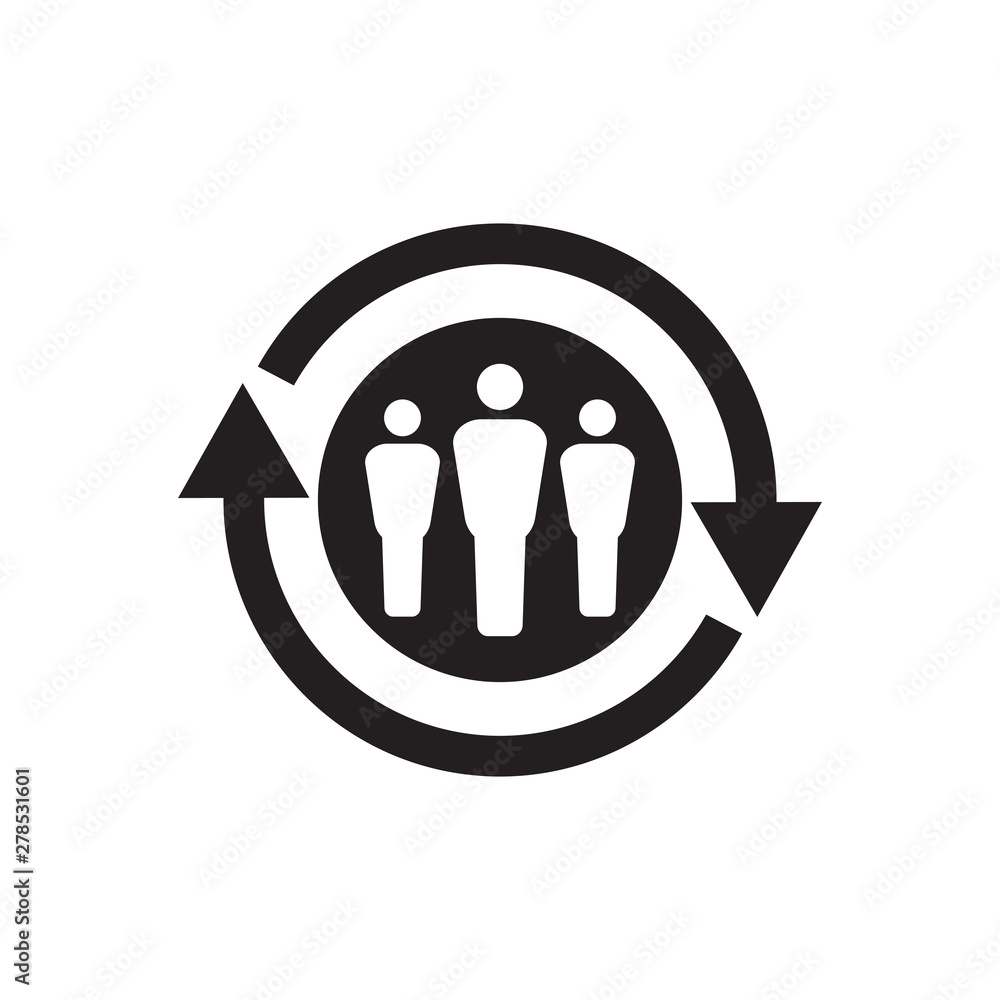 Personnel change concept black icon design. People staff and arrows ...