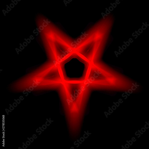 Reversed Pentagram symbol. Wiccan symbols- Cross of Sulfur. Blood red ...