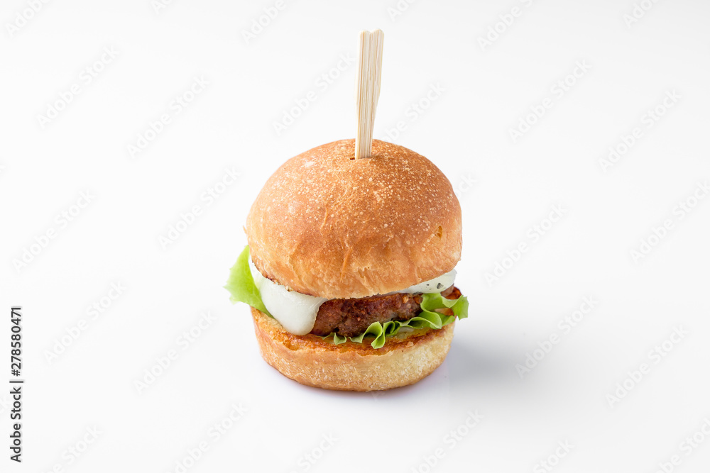 Vegetarian mini meat burgers. Beautifully decorated catering banquet ...