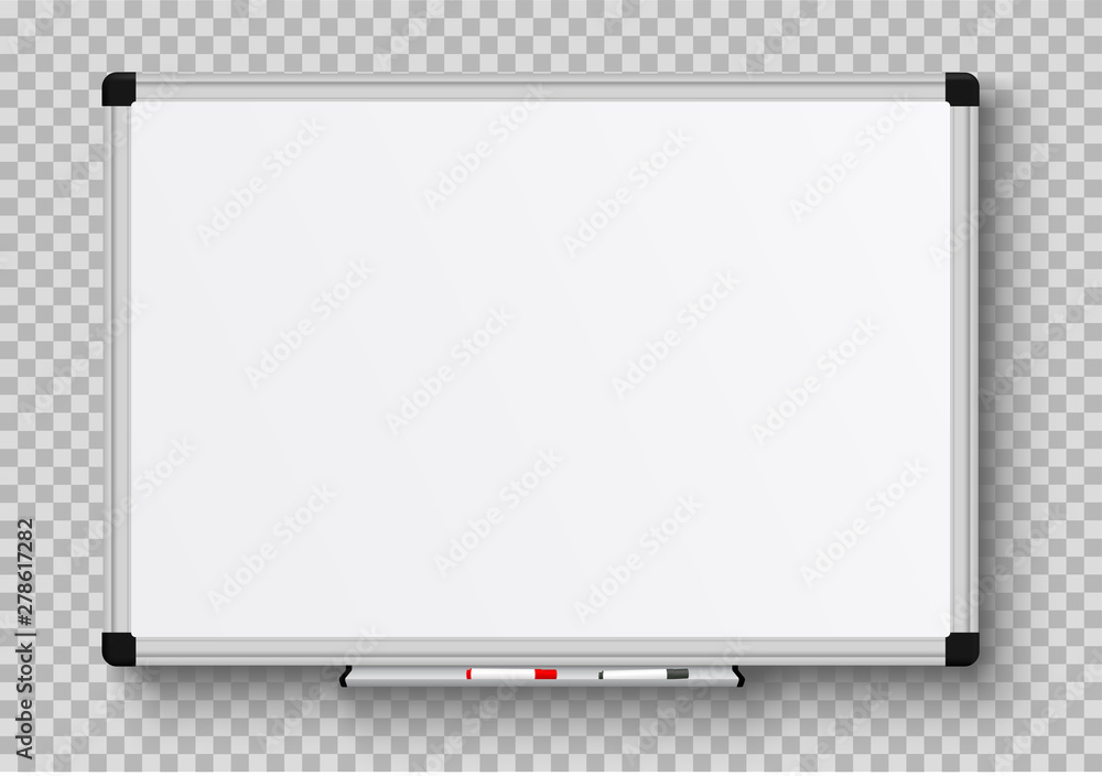 Realistic office Whiteboard. Empty whiteboard with marker pens - stock ...