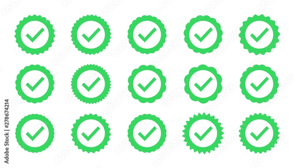 Flat star shaped sticker. Profile Verification sign. Vector badge of ...