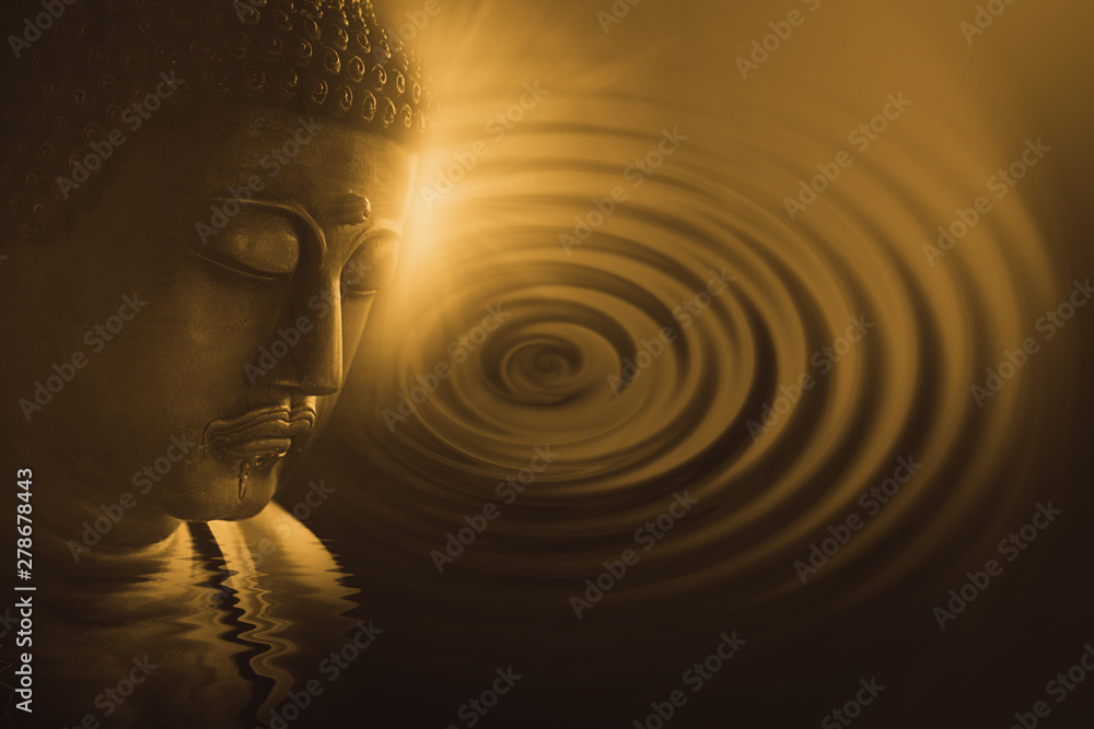Buddha face peach zen calm meditation art for decoration background ...