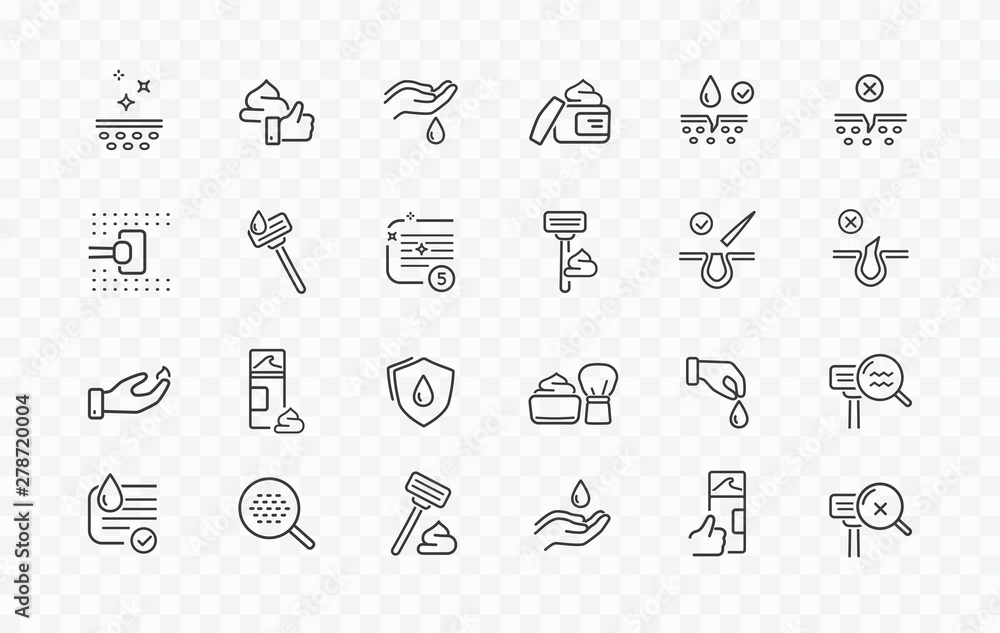 Shave line icon set isolated on transparent background. Care skin ...