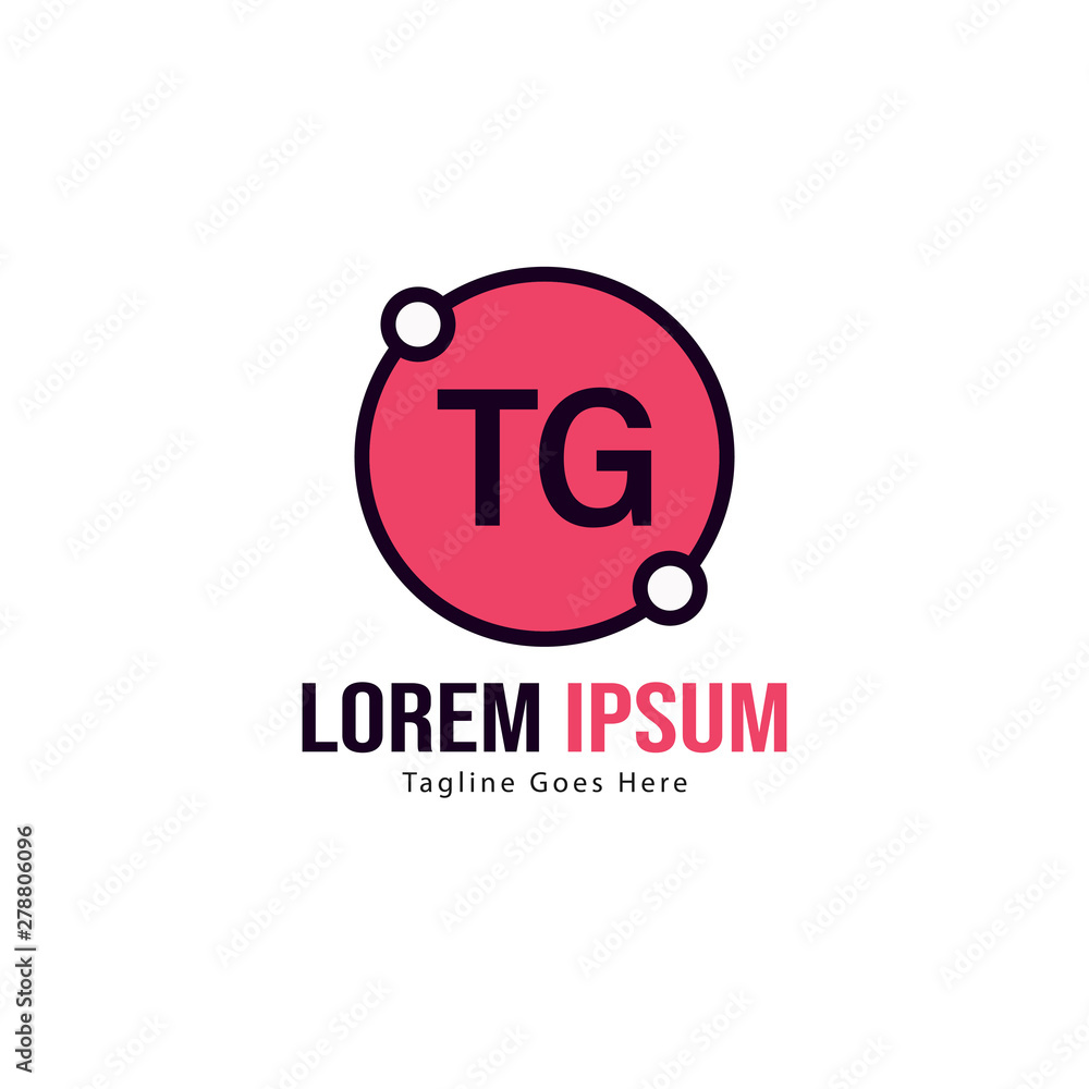 Initial TG logo template with modern frame. Minimalist TG letter logo ...