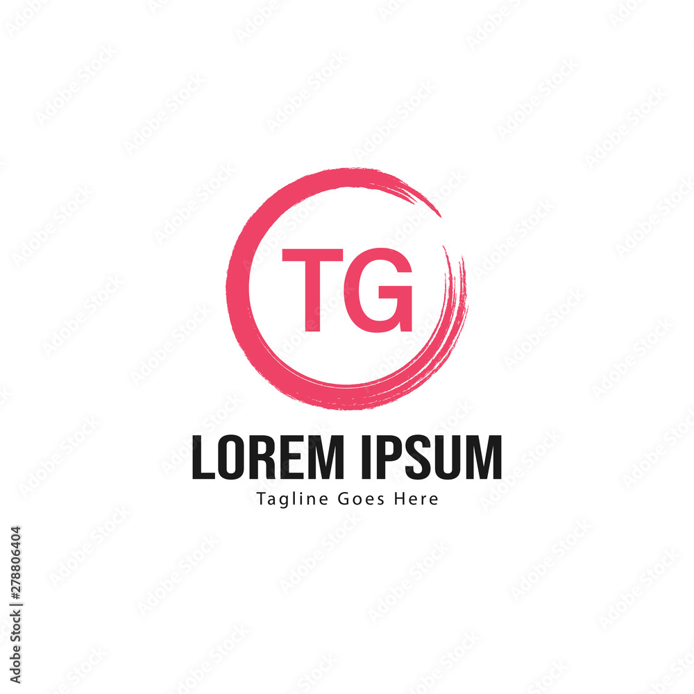Initial TG logo template with modern frame. Minimalist TG letter logo ...