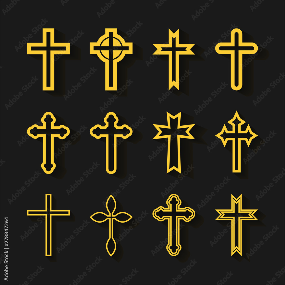 Cross icons set. Decorated cross signs or symbols. Vector Stock Vector ...