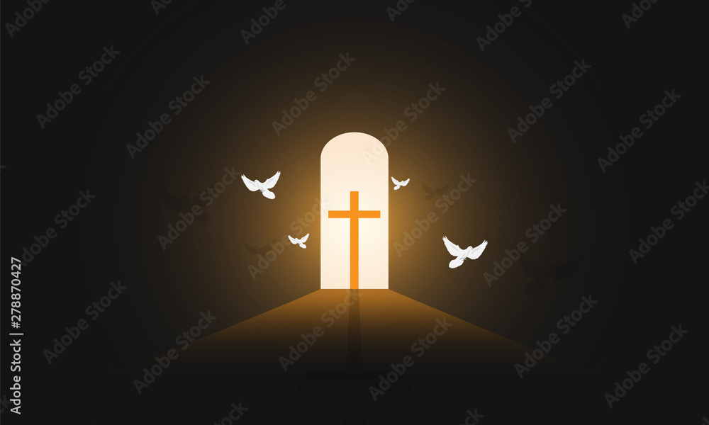 Christian religious design for Easter celebration. Resurrection of ...