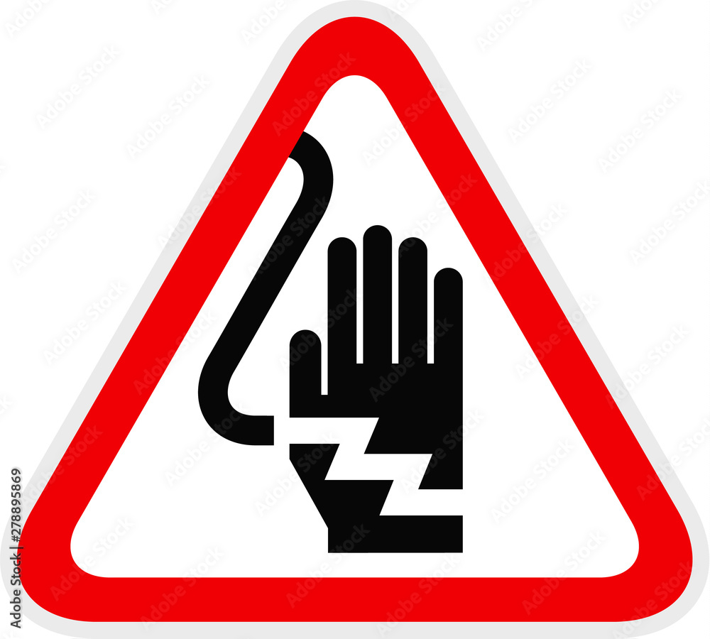 Triangular red Warning Hazard Symbol, vector illustration Stock Vector ...