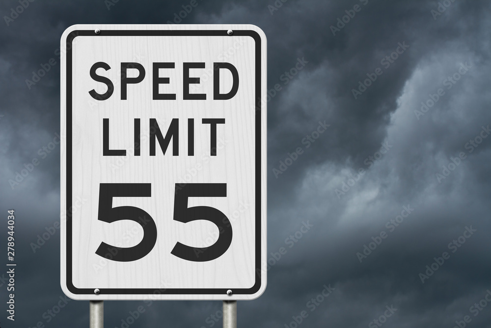 US 55 mph Speed Limit sign Stock Photo | Adobe Stock