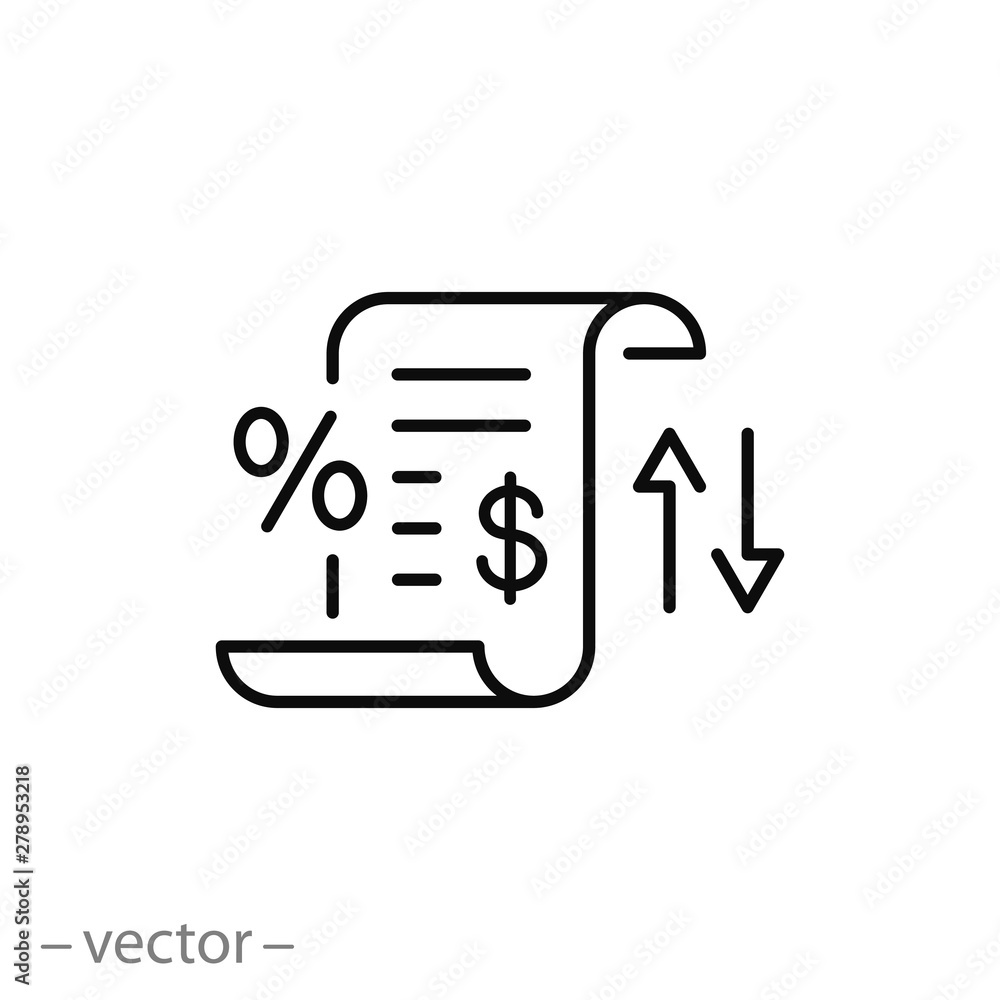 commission icon, business fee, cashback optimization, paysheet thin ...