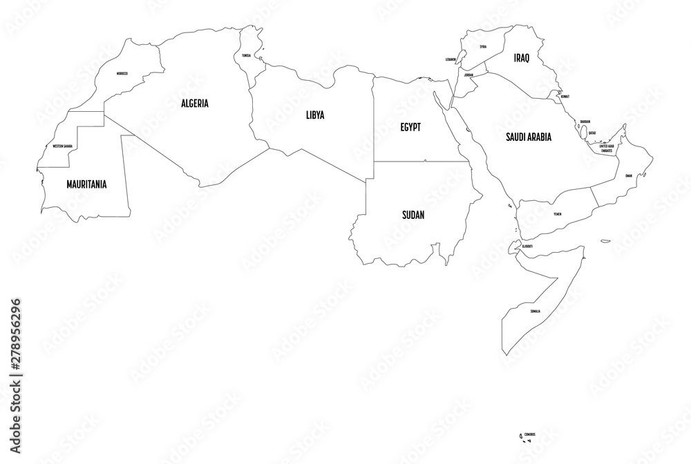 Arab World states political map. 22 arabic-speaking countries of the ...
