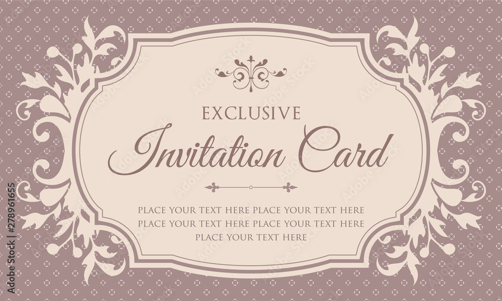 Invitation card template design in vintage style Stock Vector | Adobe Stock