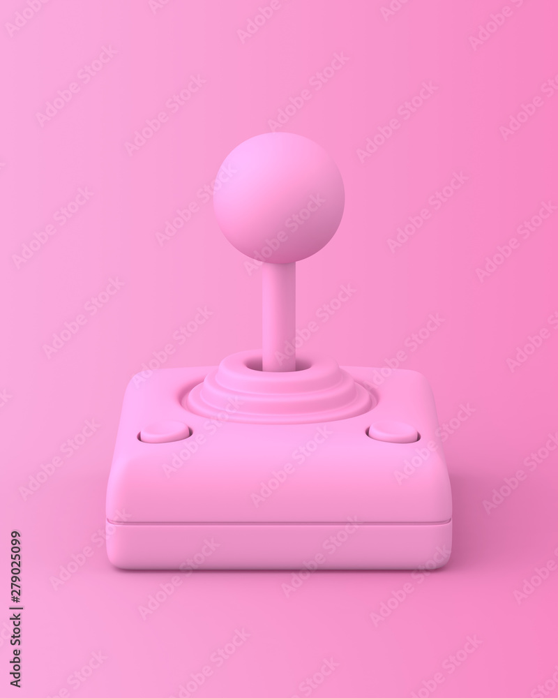 Pastel pink retro joystick on a pastel pink background. 3d render ...