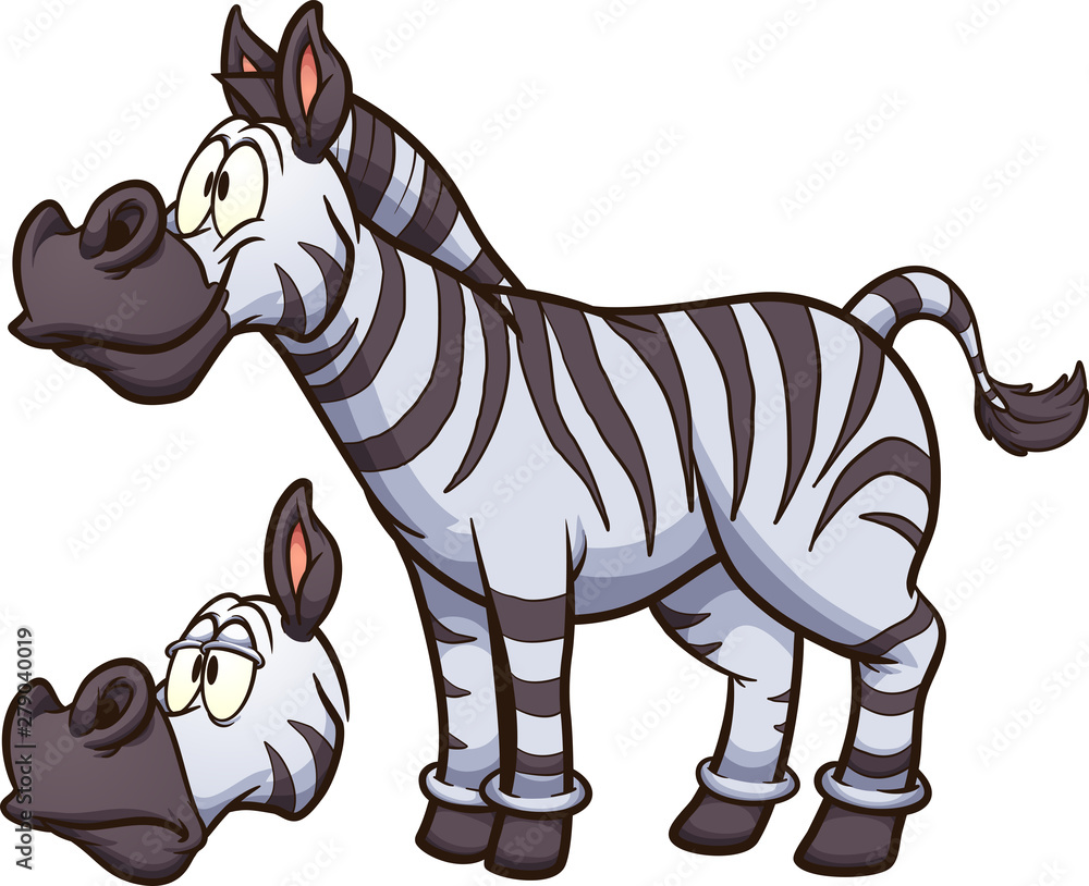 Cartoon zebra standing with two different expressions. Vector ...