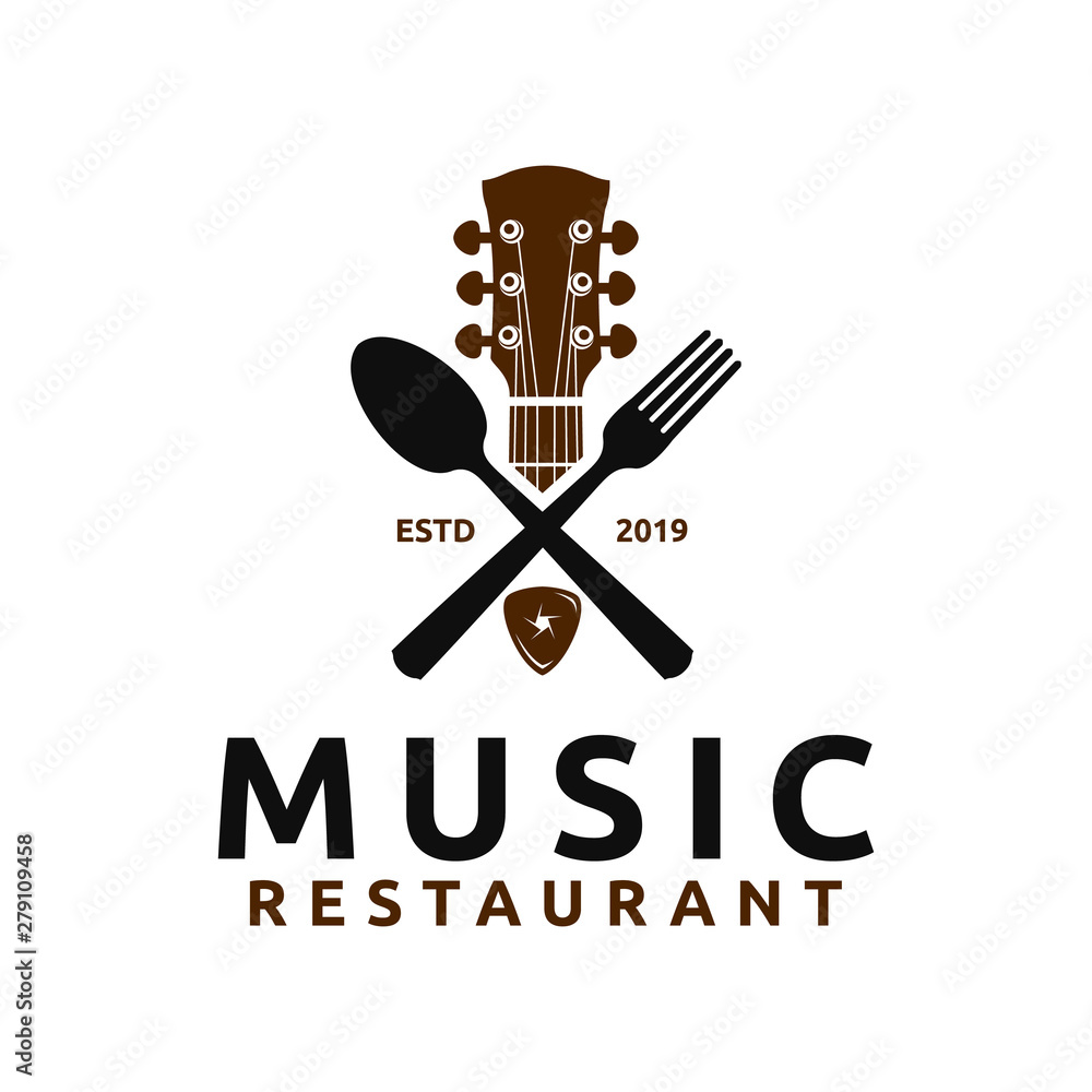 Music and restaurant, food logo design inspiration Stock Vector | Adobe ...
