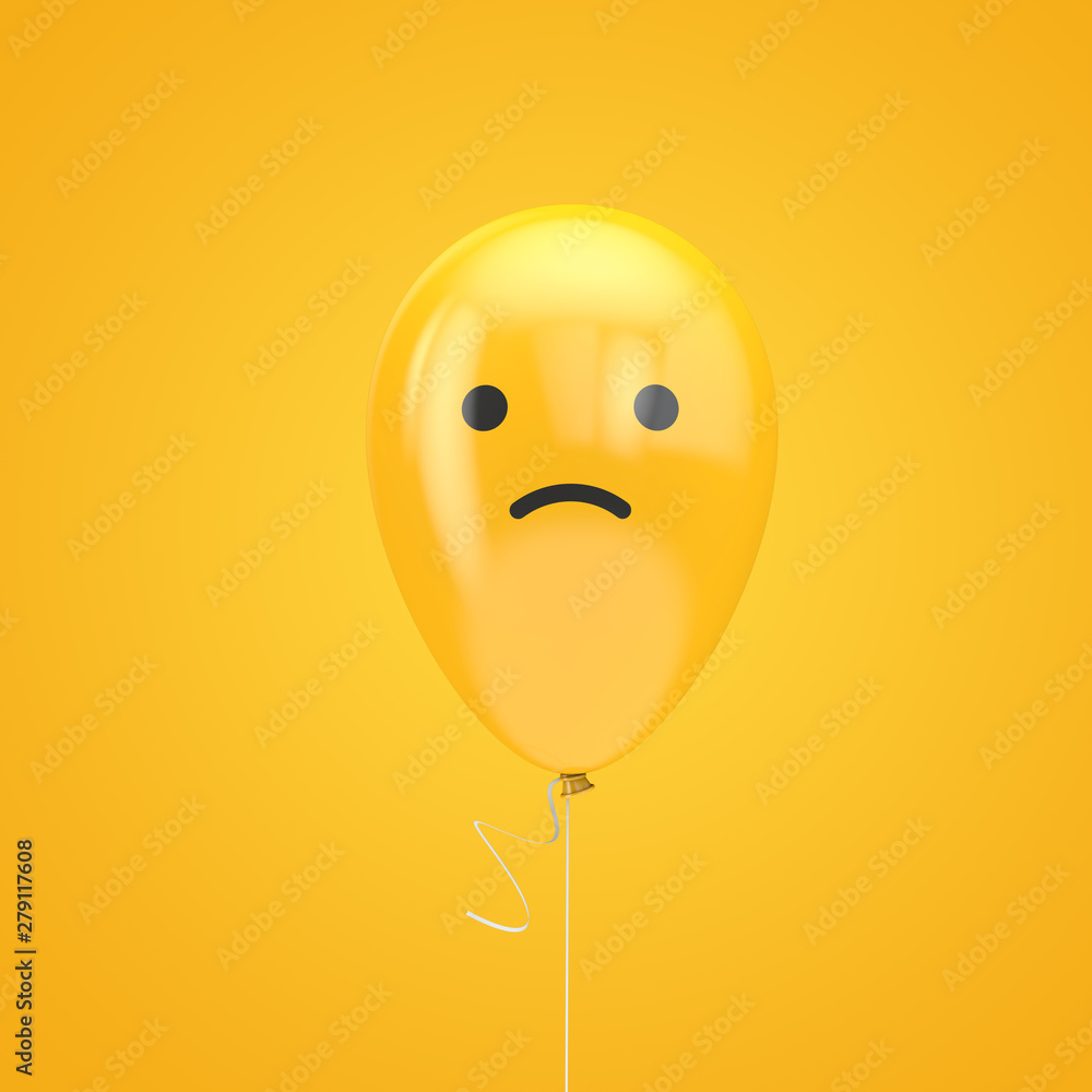 Unhappy sad face emoji floating balloon Stock Illustration | Adobe Stock