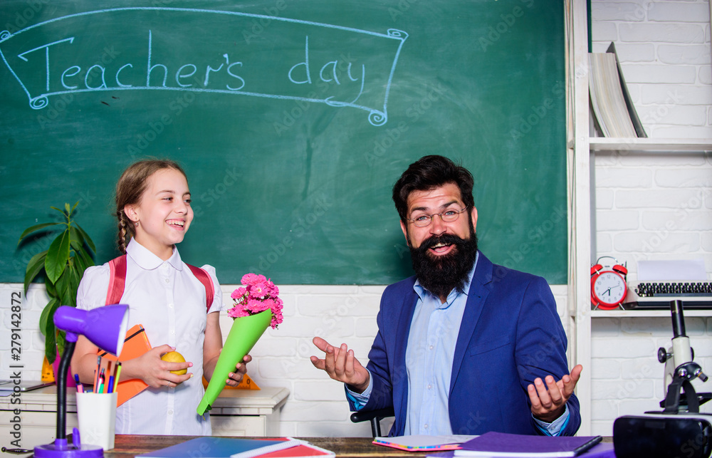 Photo Stock flower present for best teacher. knowledge day is 1 ...