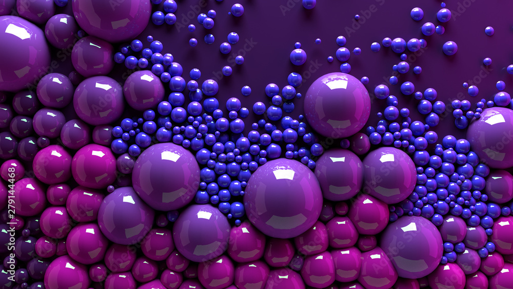 4k 3d animation of spheres and balls colorful rainbow in a organic ...