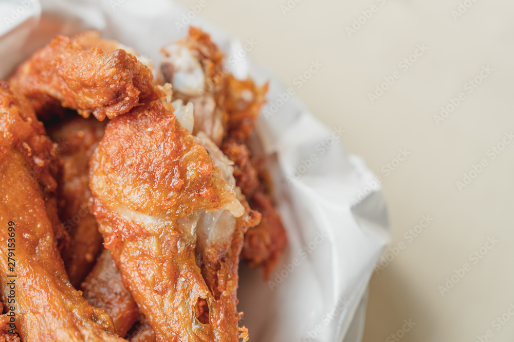 Closeup Hat Yai Fried Chicken, a traditional style of fried chicken ...