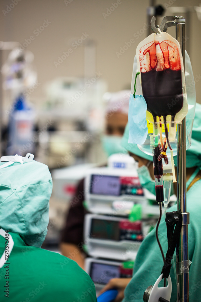 Blood in a bag had be gave to help patient that was operating by ...