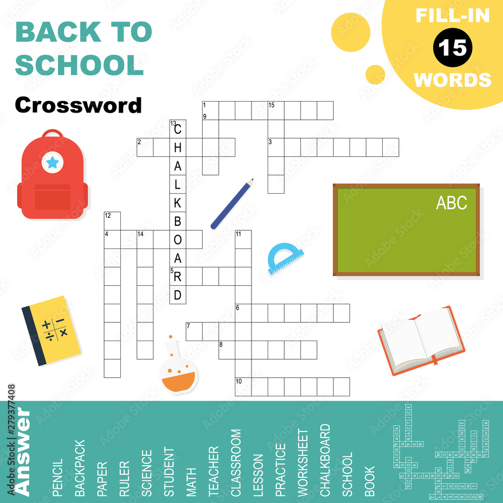 Back to school word search crossword, educational worksheet for kids ...