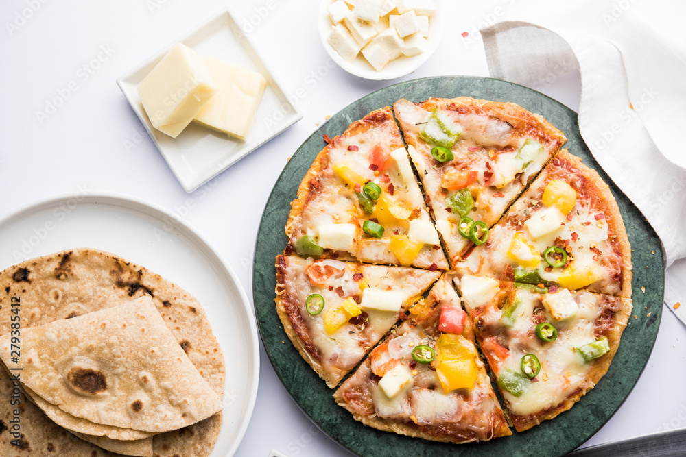 Chapati Pizza made using leftover Roti / Paratha with Cheese ...