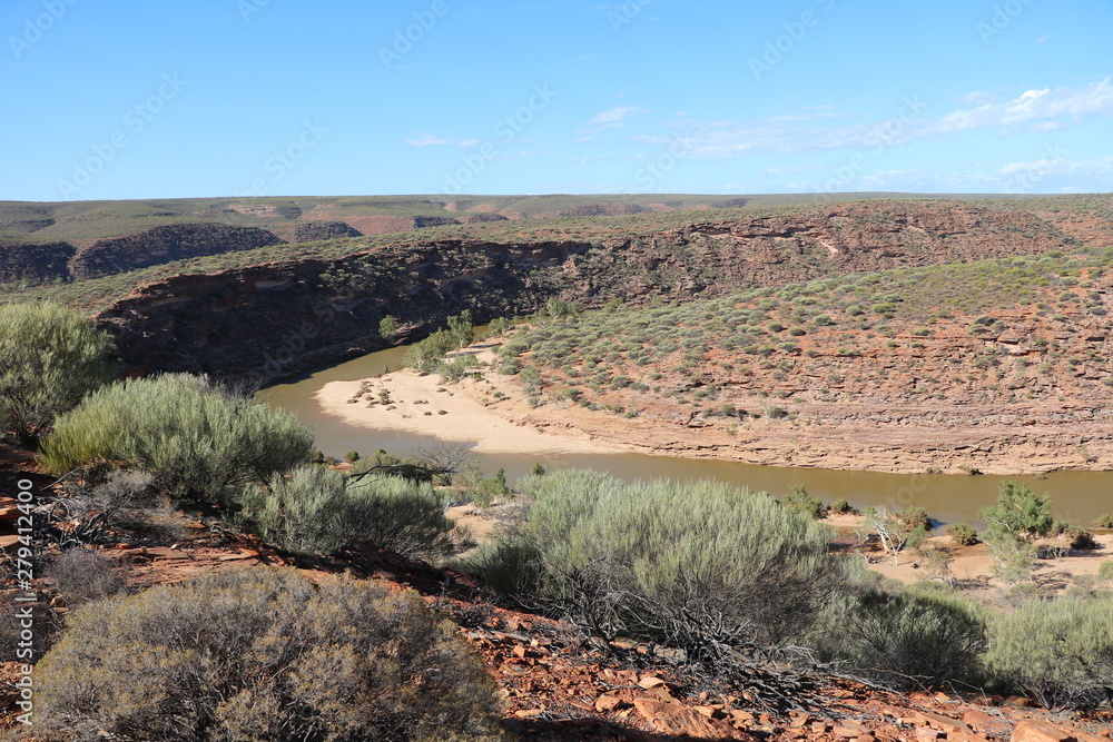 Z Bend, a sharp meander of the Murchison River gorge in Kalbarri ...