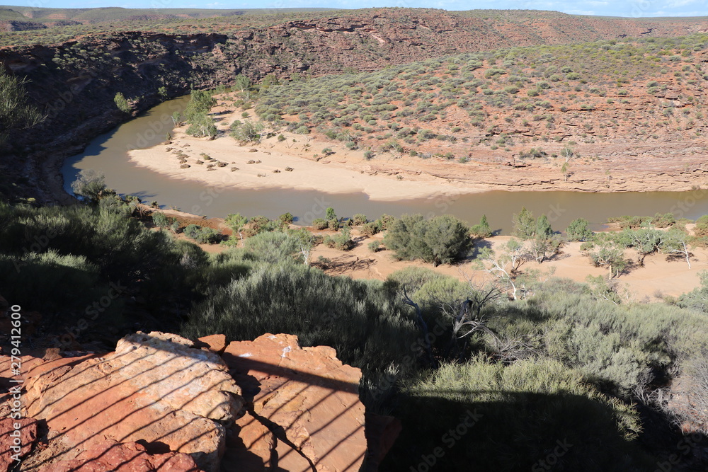 Z Bend, a sharp meander of the Murchison River gorge in Kalbarri ...
