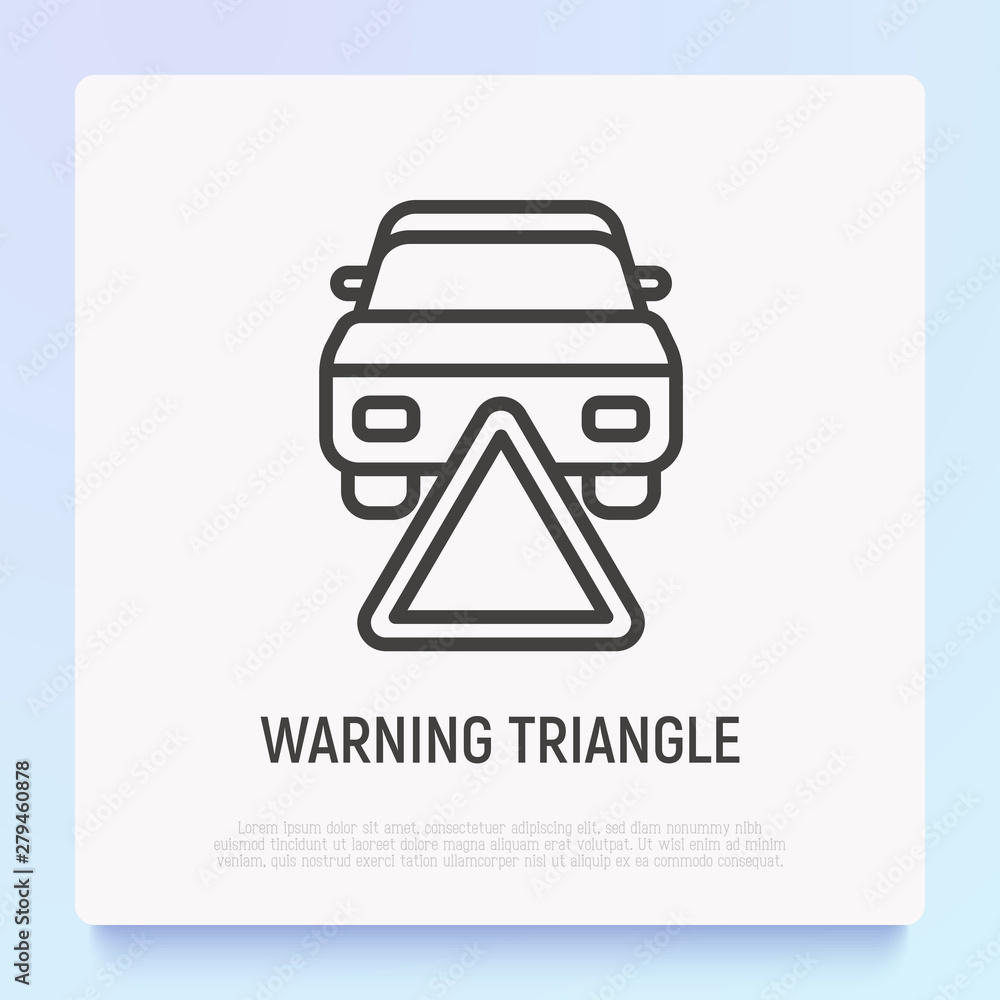 Warning triangle on the road. Car accident. Modern vector illustration ...