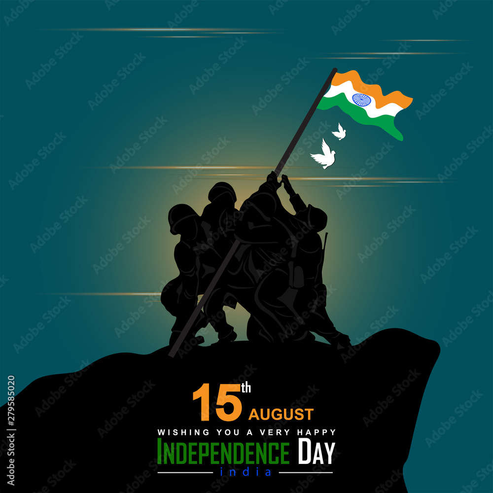 15 august- illustration of Indian army memorial background. Elegant ...