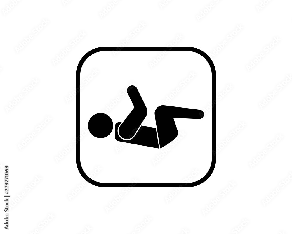 Simple sit up icon in glyph style isolated on white background. Sit ups ...