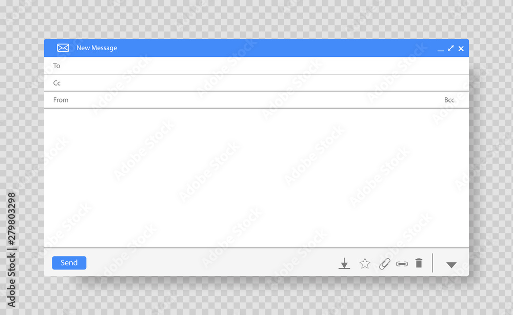 Blank window of E-mail, template vector illustration. E-mail blank ...