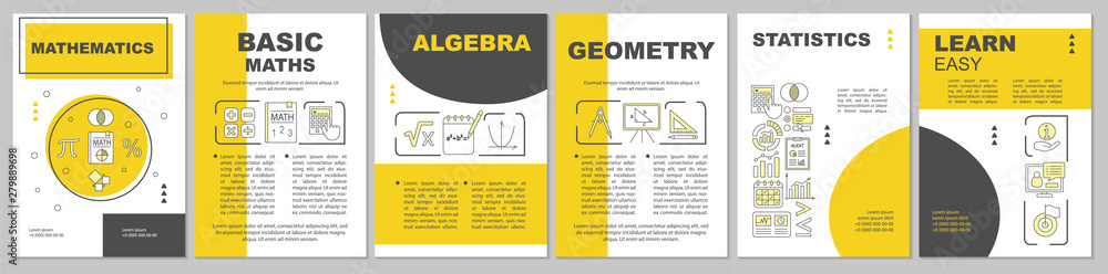 Mathematics lessons brochure template layout. Flyer, booklet, leaflet ...
