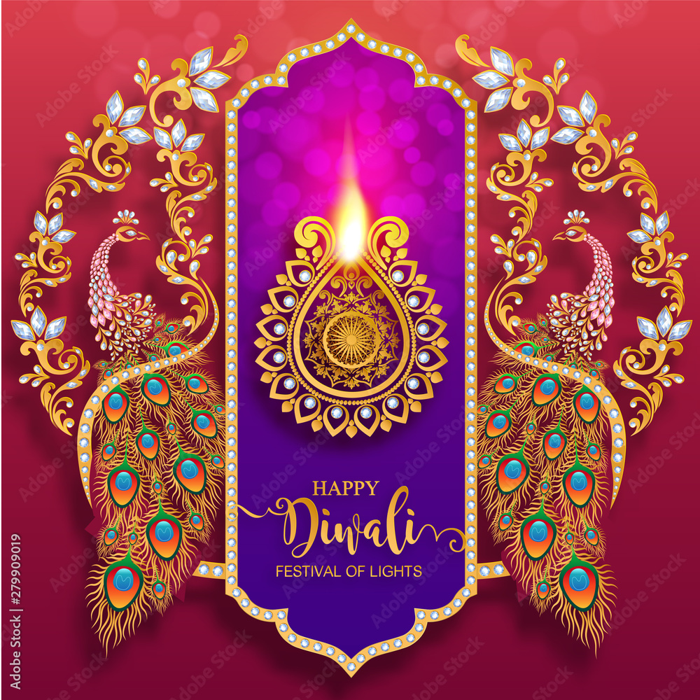 Diwali, Deepavali or Dipavali the festival of lights india with gold ...