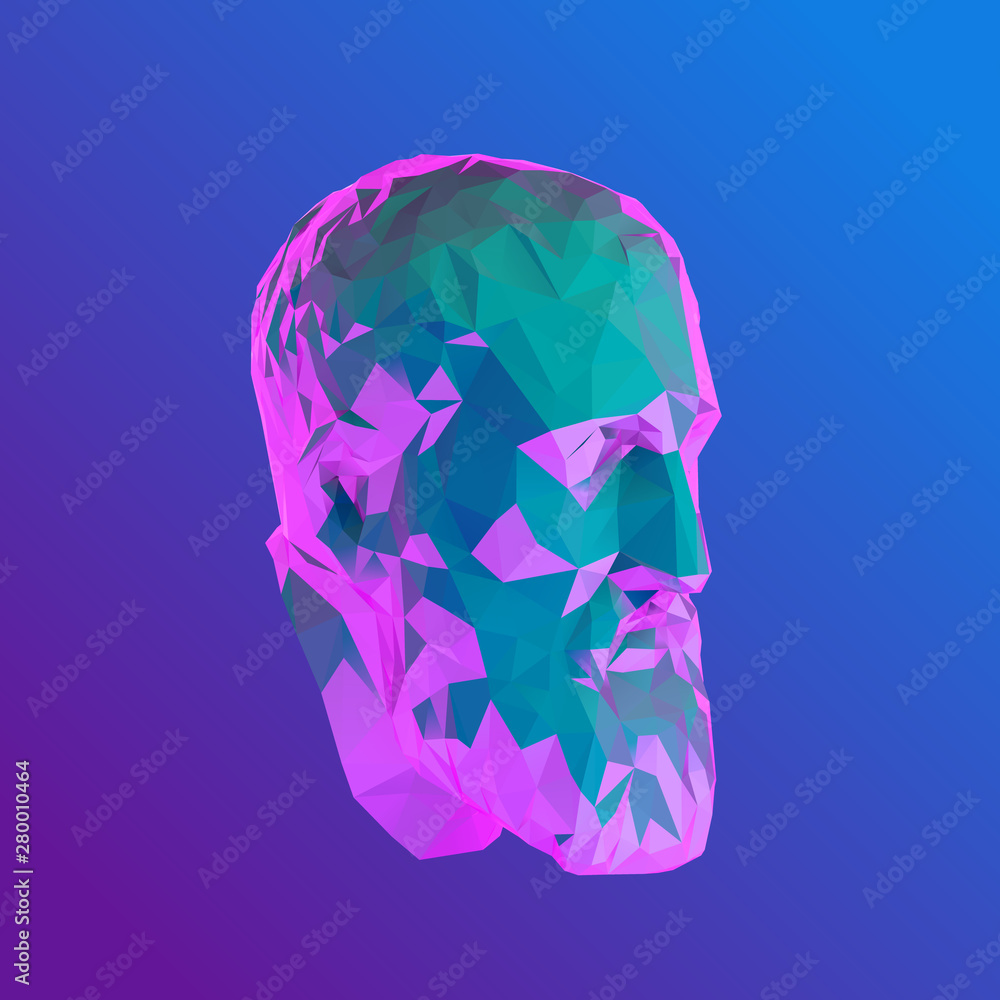 Psychedelic Vaporwave Zeno, Founder of Stoicism on Retro Background ...