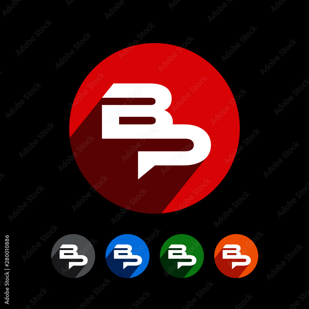 BP Letter Black Background Circle Shape Logo Stock Vector | Adobe Stock