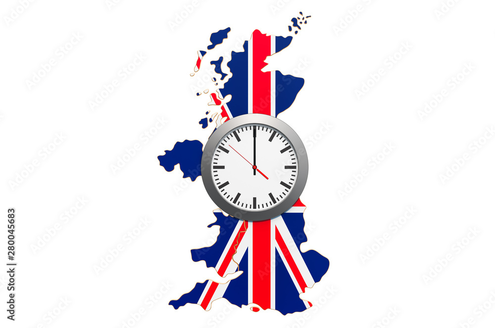Time Zones in the United Kingdom concept. 3D rendering Stock ...