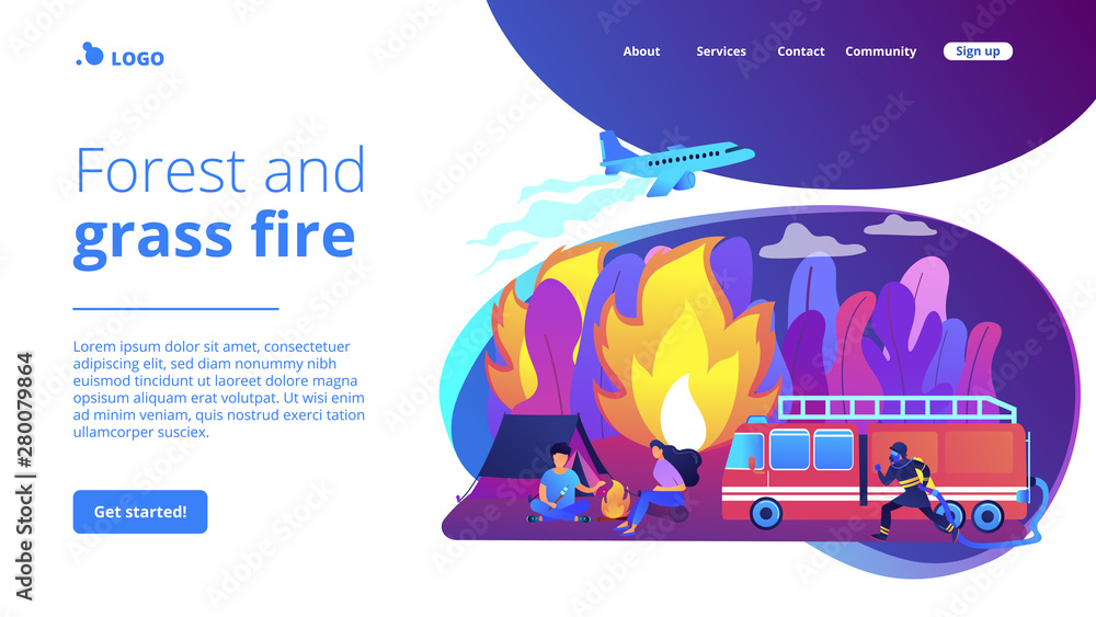 Firefighting emergency service. Fireman with hose character. Prevention ...