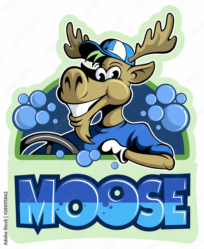 Cartoon style moose character. Funny elk cartoon image, dbehind the ...