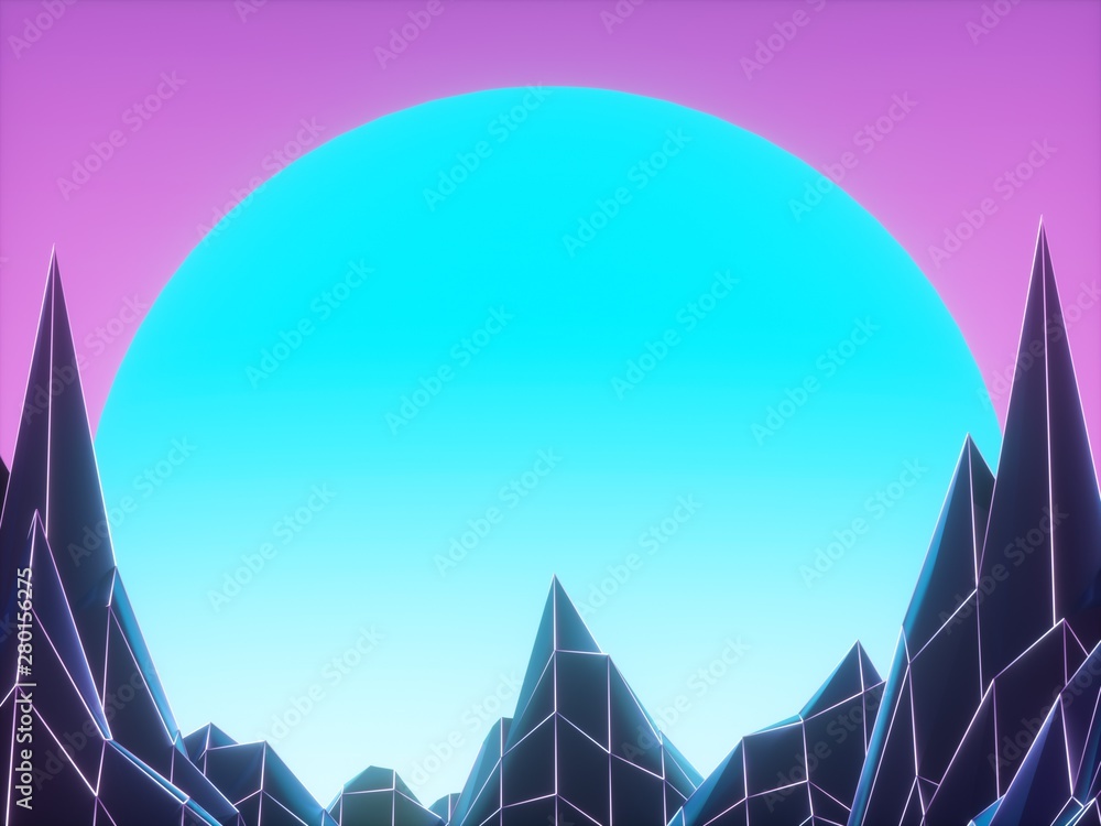 Sci-fi technological vaporwave scene Stock Illustration | Adobe Stock
