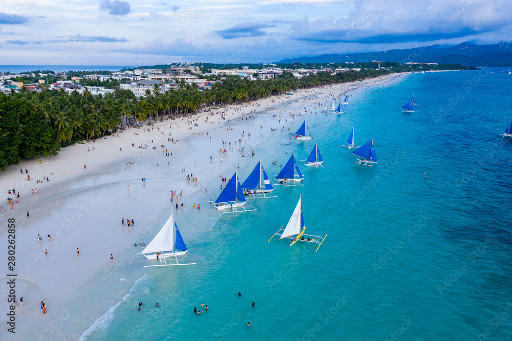 BORACAY, PHILIPPINES - 18 JUNE 2019: Crowds gathering on Boracay Island ...