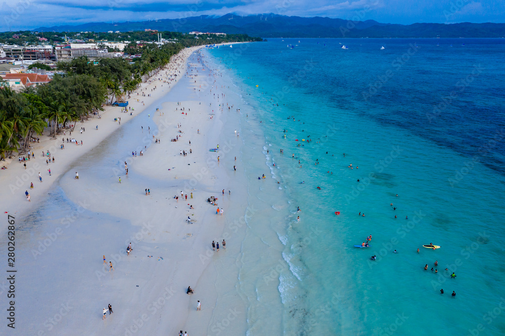 BORACAY, PHILIPPINES - 18 JUNE 2019: Crowds gathering on Boracay Island ...