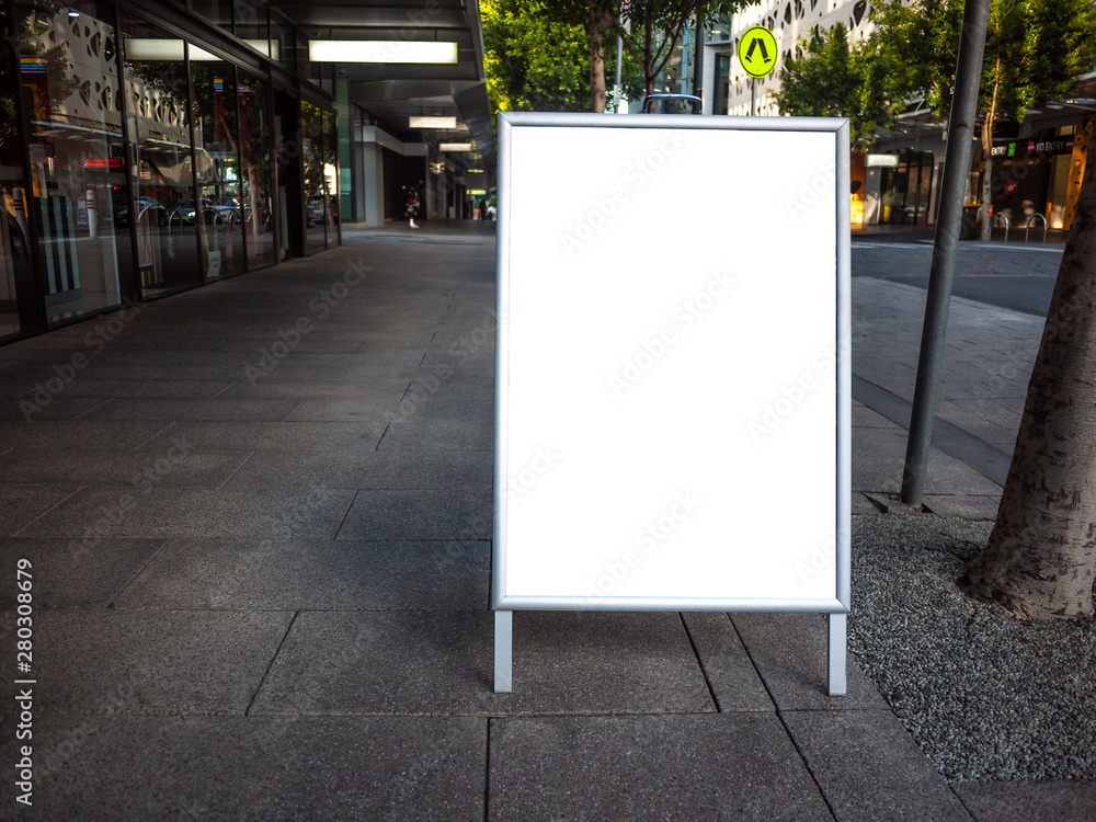 Blank white outdoor advertising stand/sandwich board mock up template ...