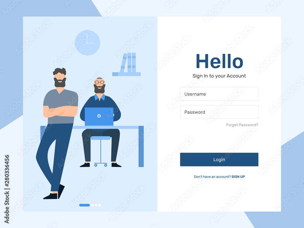Login UI UX design concept and illustration with big modern people ...