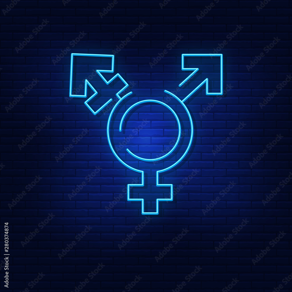 Neon lighting gender symbols (Unicode: U+26 A7) another transgender ...